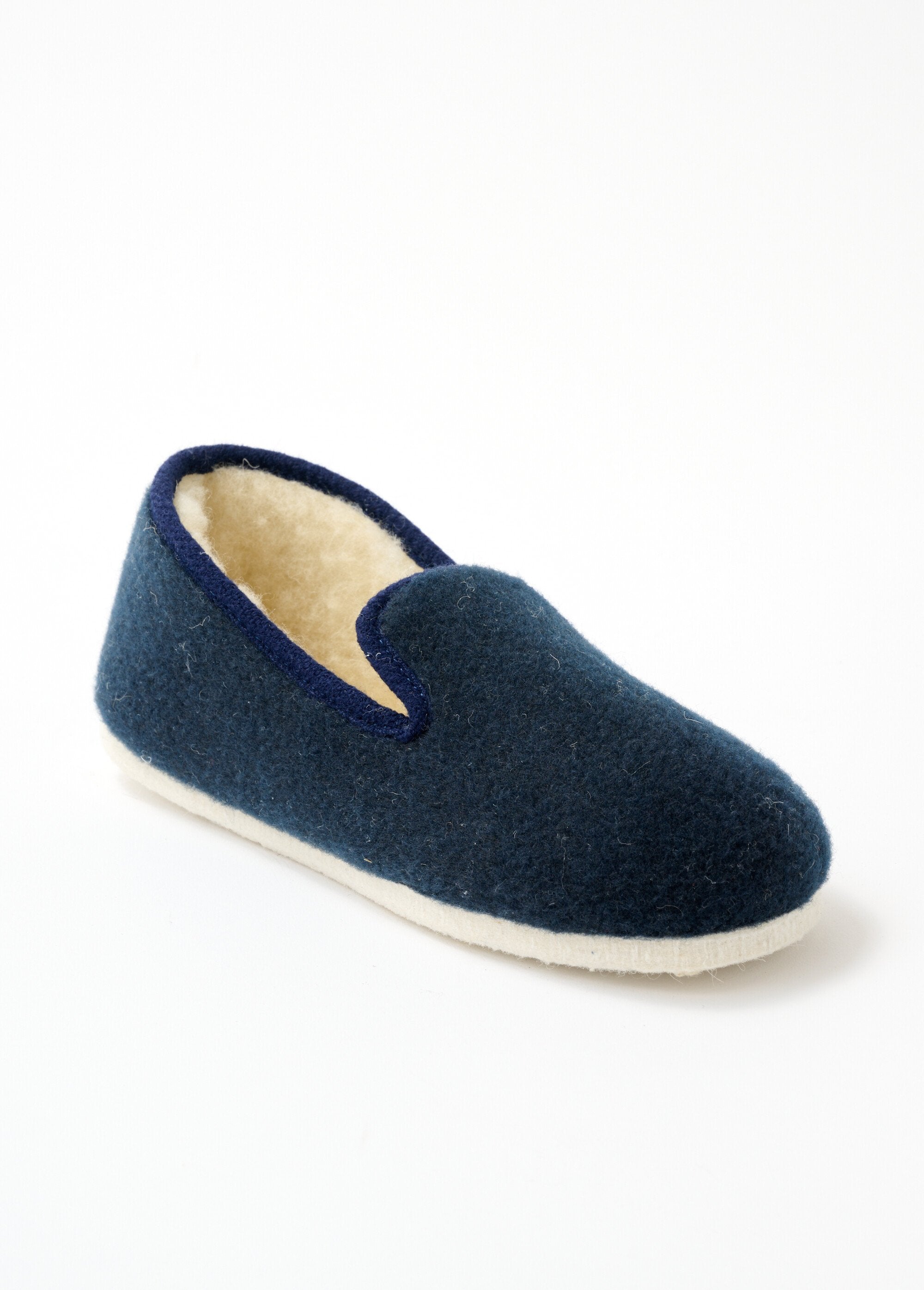 Mixed slippers comfort width felt sole Plain navy | EUAfibel