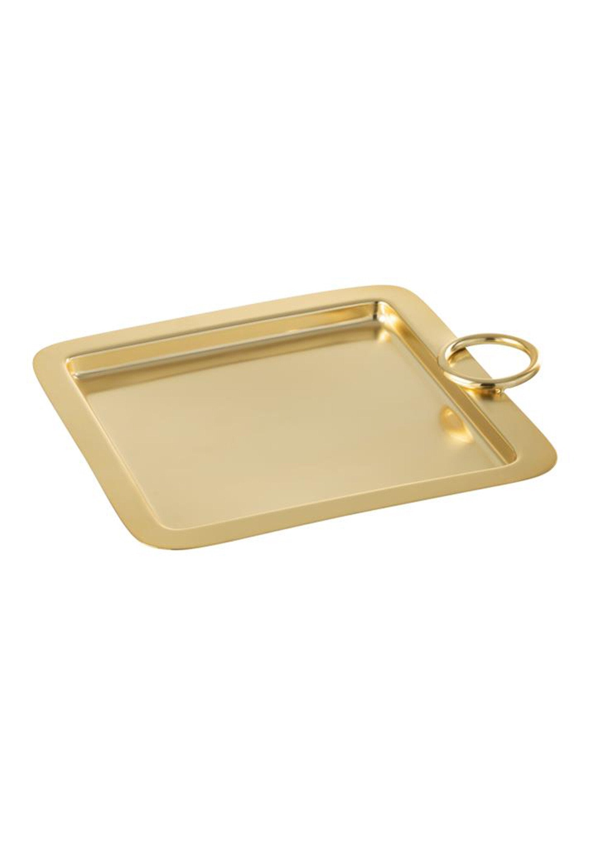 Small golden metal tray Golden | Afibel